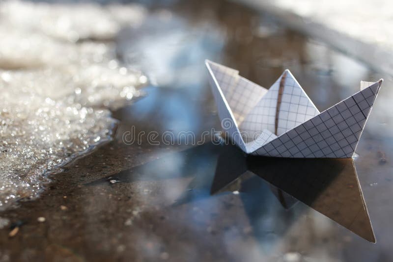 Paper boat in a pool stock image. Image of concept, background - 79347001