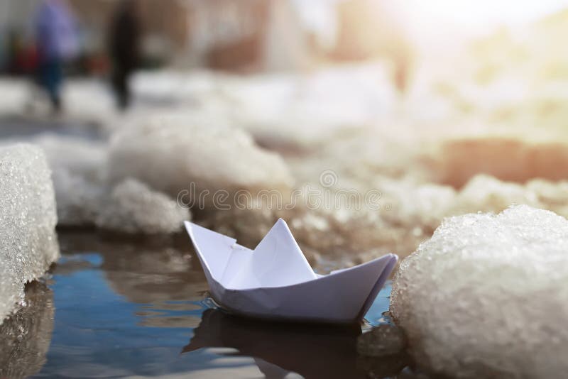 Paper Boat in a Pool Winter Stock Image - Image of boat, bussines: 79342239