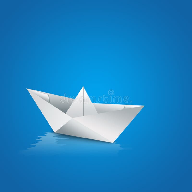 Paper Boat Sailing on Water Stock Illustration - Illustration of ...