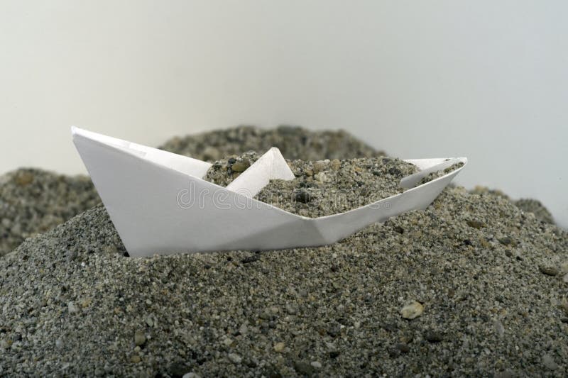 Paper Boat with sand stock image. Image of liberty, sank - 14922309