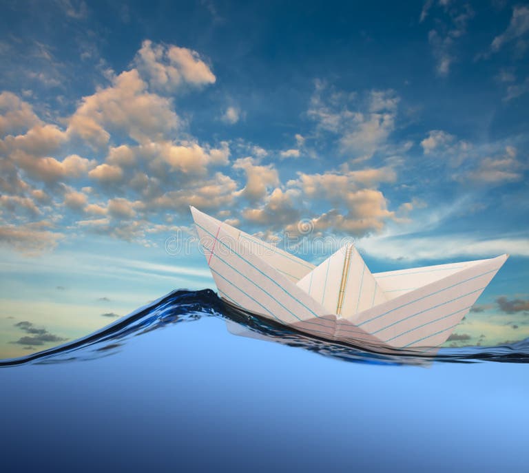 Paper boat in the sea. stock photo. Image of ship, journey - 21341922