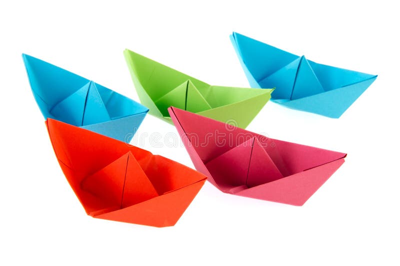 Two Paper Boats Float on Water, Launch a Boat, 2 Boats Sail Together on ...