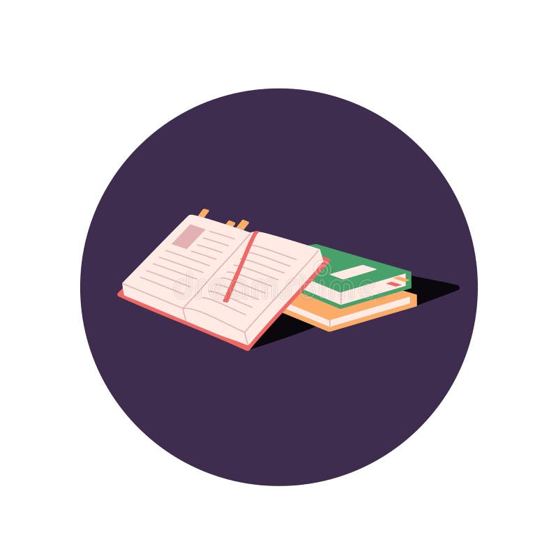 Paper Books, Literature Icon. Open Textbook with Bookmarks on Stack of ...