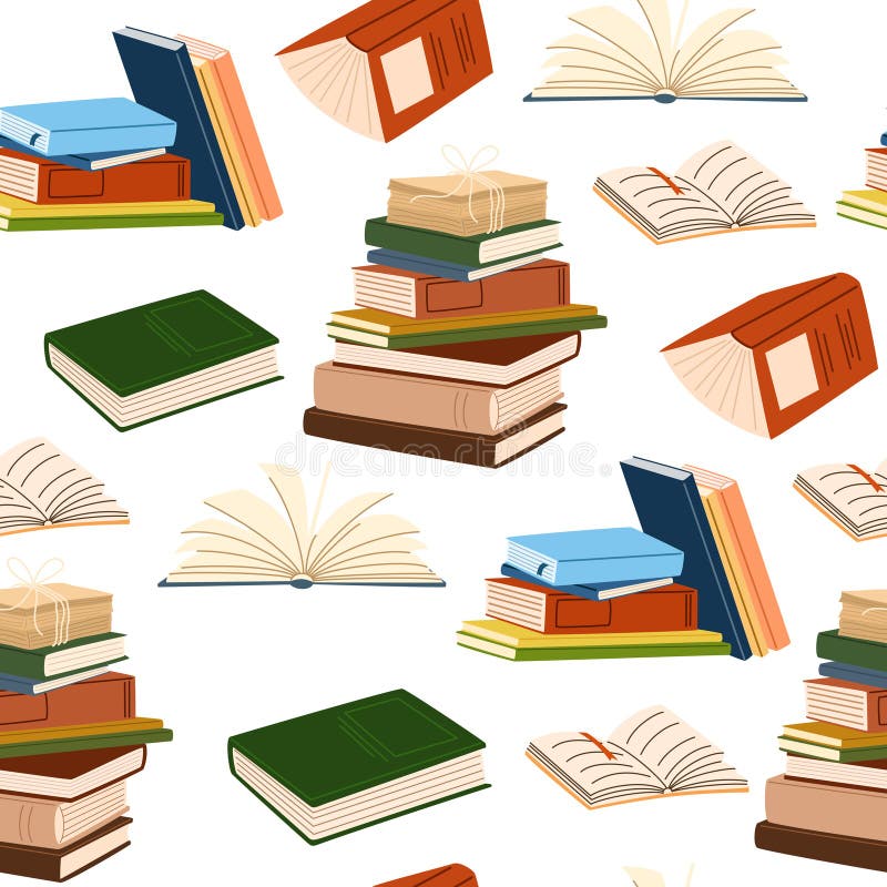 Paper Books Pattern. Seamless Background with Literature Repeating ...