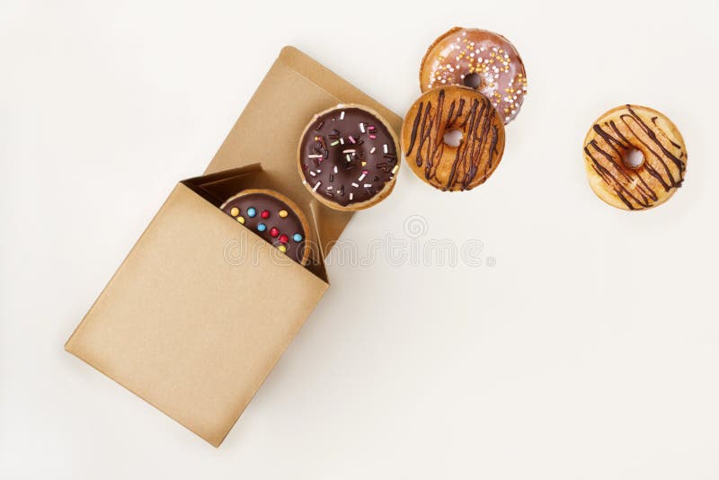 Paper Box with Assortment Donuts Stock Image - Image of american ...