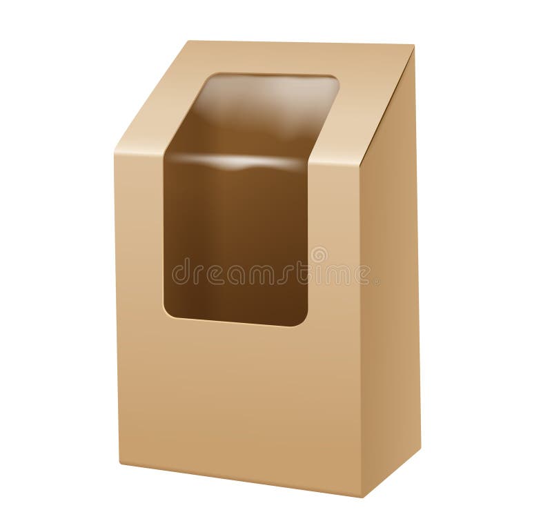 Paper Box with Clear Plastic Window Realistic Illustration Stock Vector ...
