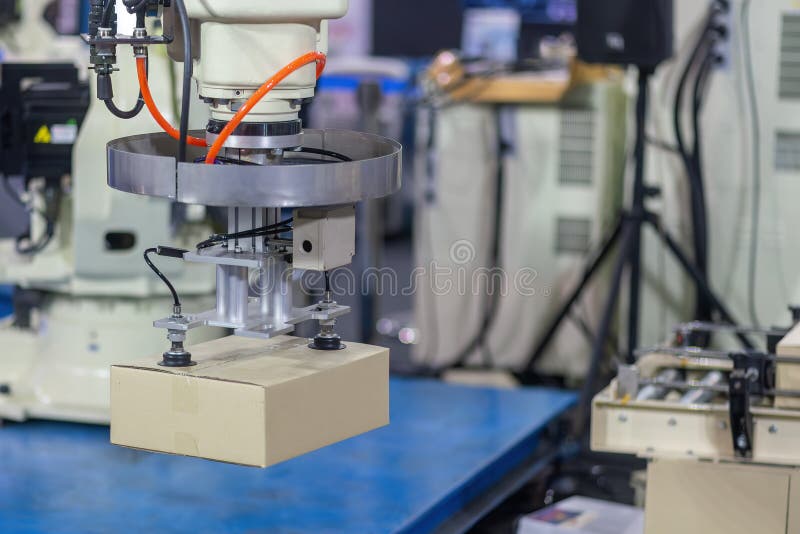 The Paper Box Container Handling Process by Robotic System Stock Photo ...