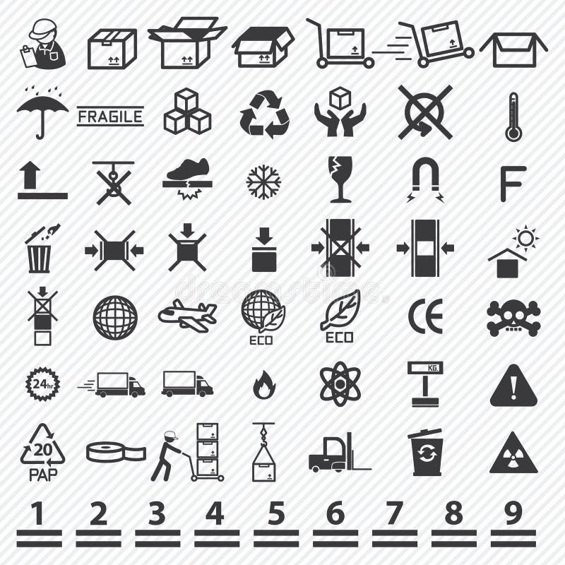 Paper box icons set stock vector. Illustration of pack - 57323008