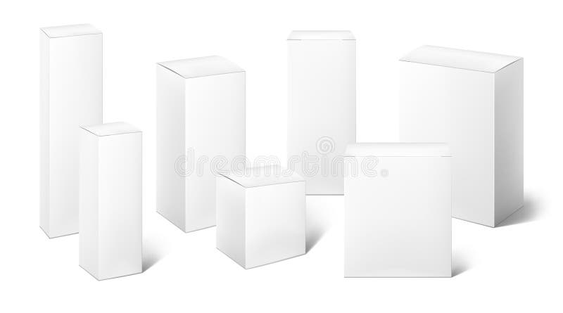 Paper Box Mockup. Realistic Blank 3D Carton Package. Long Tall ...