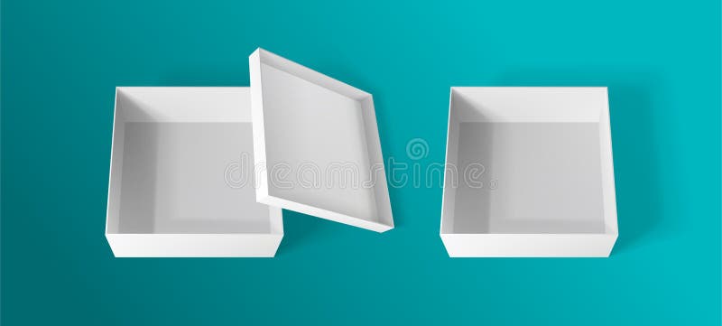 Paper Box Mockup, Top View of Empty Open Box. Vector Illustration ...