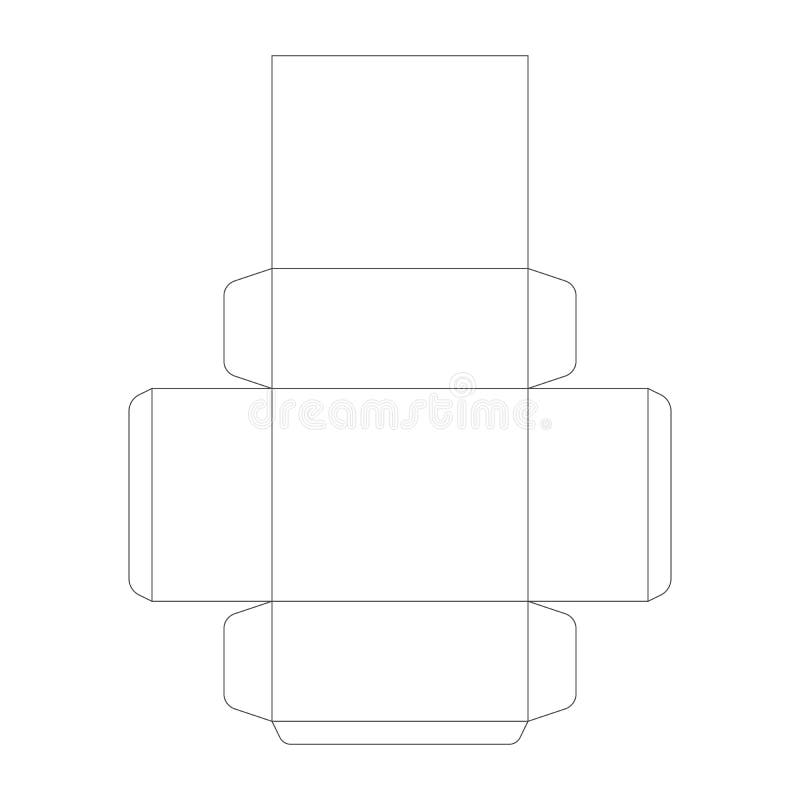 Paper Box Template, Prism Trim Scheme on White Stock Vector ...