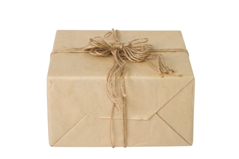 Paper box tied with a rope stock image. Image of blank - 50020293