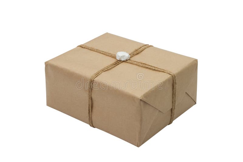 Paper box tied with a rope stock image. Image of send - 50020289
