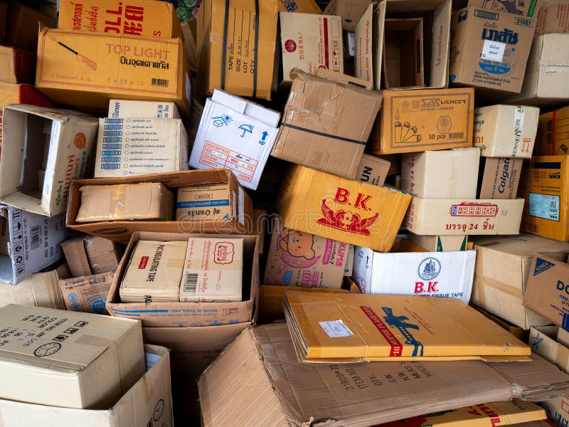 Paper Boxes are Arranged Together and Folded Editorial Stock Image ...