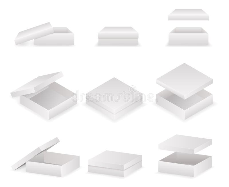 Paper Boxes with Lids Set Open and Closed Pack Isolated Vector ...
