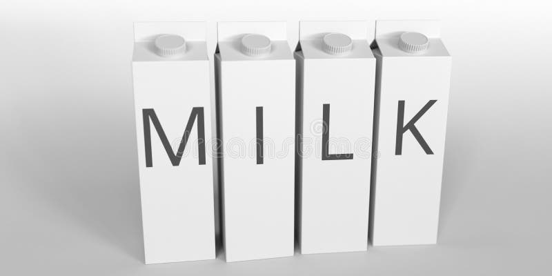 Paper Boxes with MILK Text. 3D Rendering Stock Illustration ...