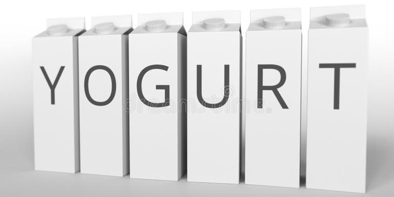 Paper Boxes with YOGURT Text. 3D Rendering Stock Illustration ...