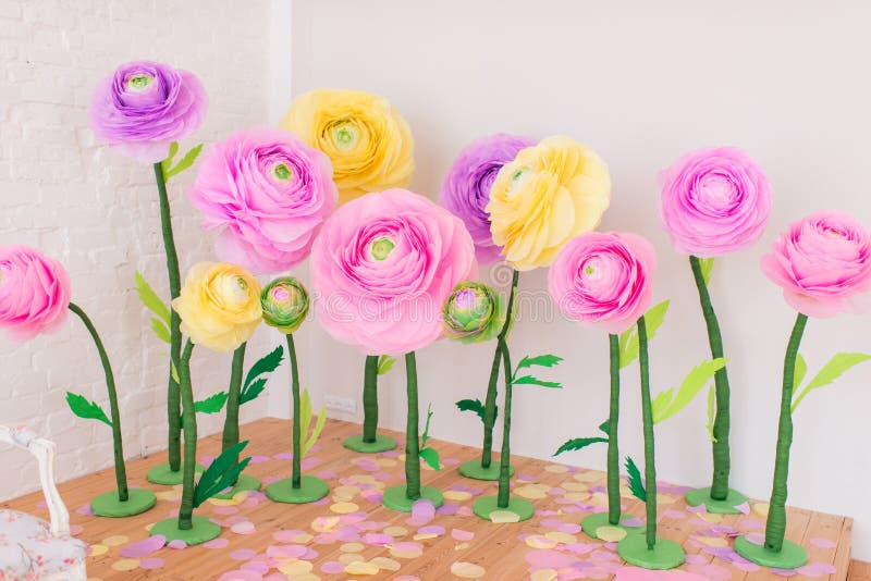 Paper bright flowers stock image. Image of fresh, grass - 70935871