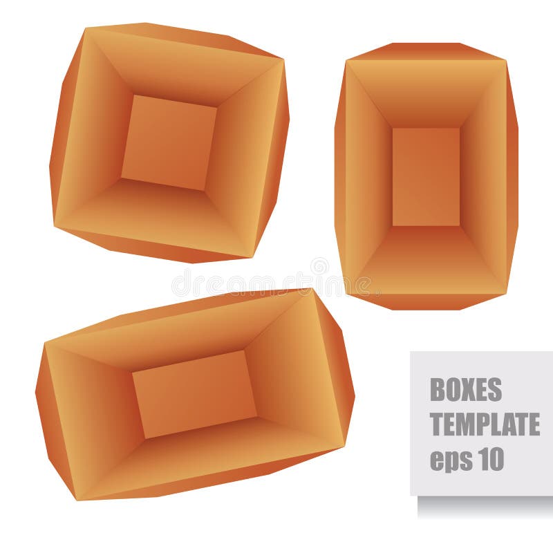 Paper Brown Three Boxes Template, Top View Stock Vector - Illustration ...