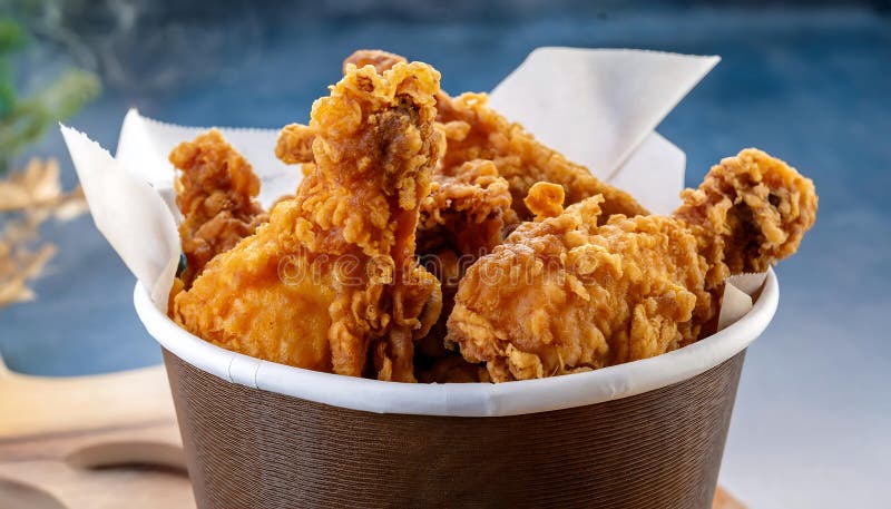 A Paper Bucket Full of Crispy Fried Chicken Stock Illustration ...