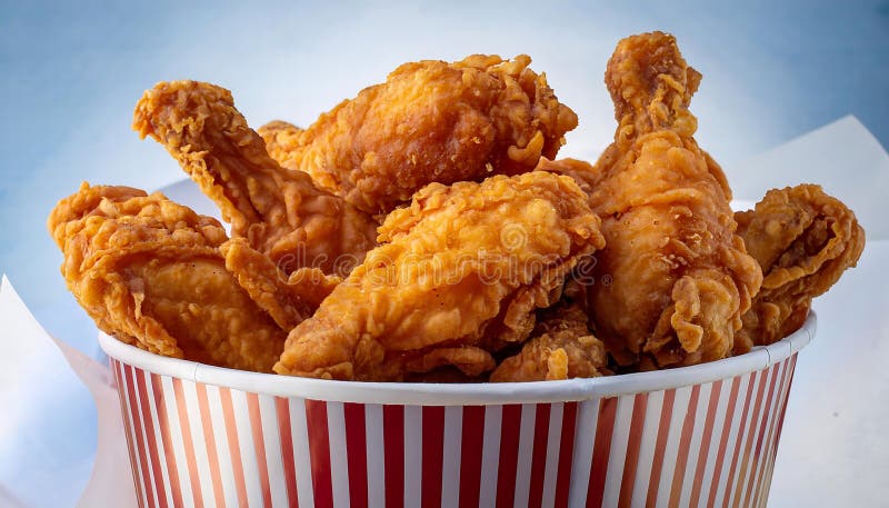 A Paper Bucket Full of Crispy Fried Chicken Stock Illustration ...