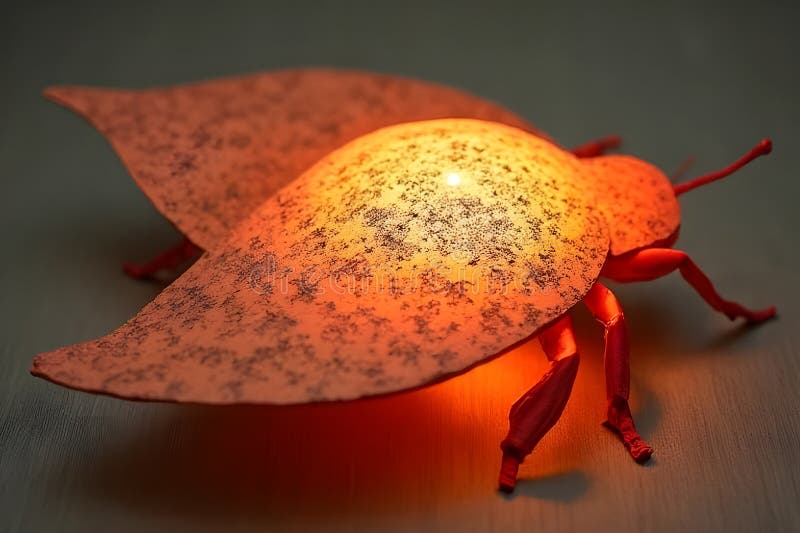 A Paper Bug with a Glowing Red Light Stock Illustration - Illustration ...