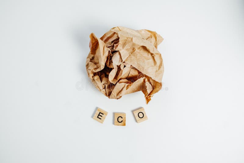 Paper Bundle on the White Background. Eco Concept, Top View Stock Photo ...