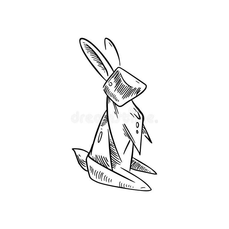 Paper Bunny Stands Sketch Vector Illustration Hand Draw Stock Vector ...