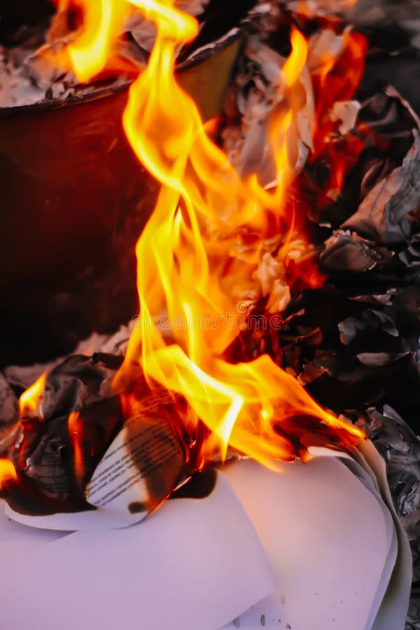 Paper burning outdoors stock image. Image of paper, outdoors - 128590087