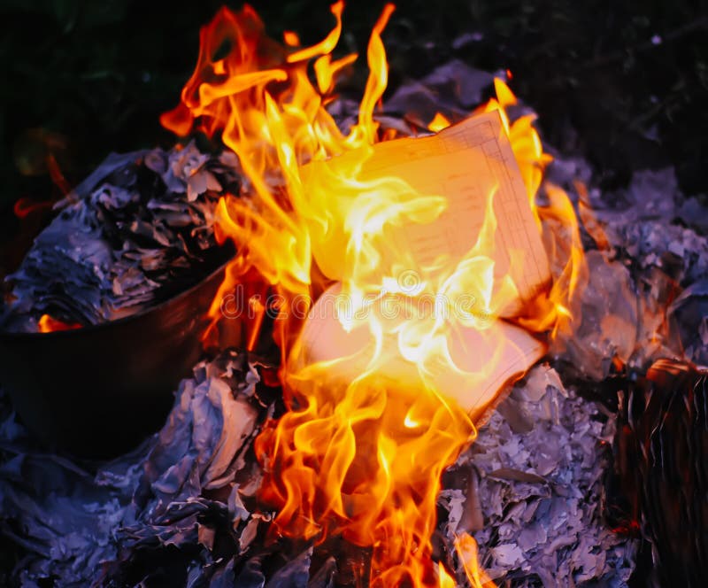 Paper burning outdoors stock image. Image of paper, outdoors - 128590087