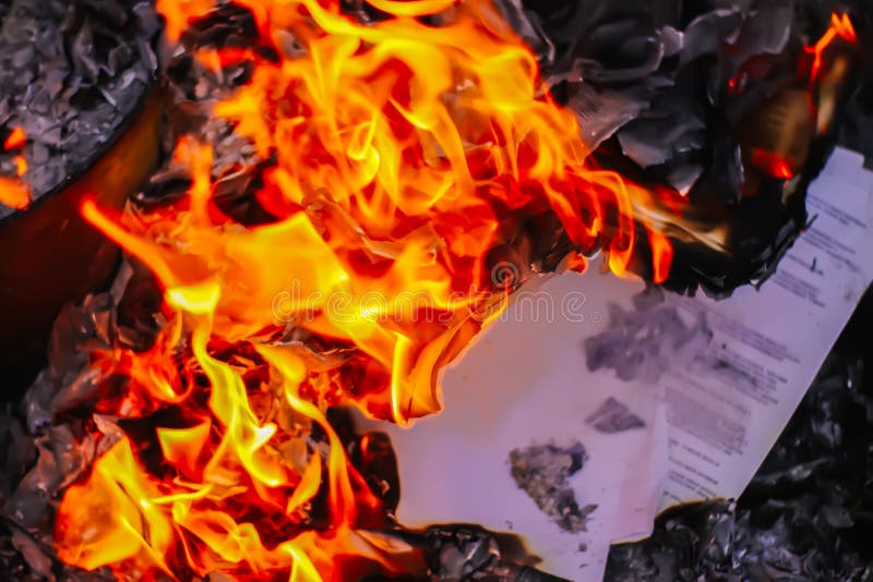 Paper burning outdoors. stock image. Image of summer - 128590627