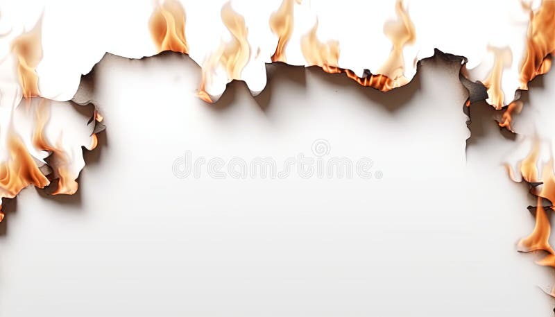 Paper Burning on White Background Creating Shadow Text Copy Space ...