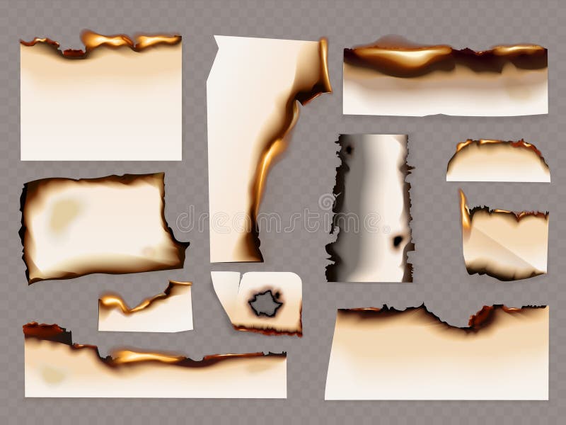 Paper Burnt Edges. Burn Page Border Frame, Burning Ash Stain Realistic ...