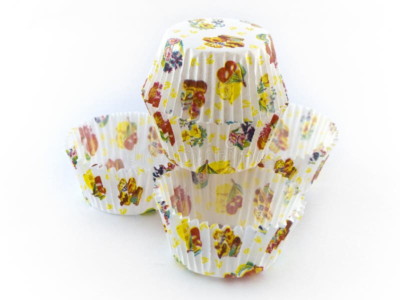Paper Cake Cases for Baking on White Background Stock Image - Image of ...
