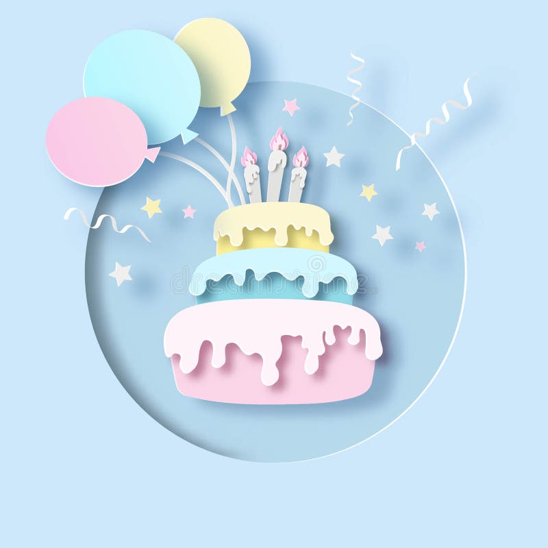 Birthday Cake in Paper Cut Out Style Stock Vector - Illustration of ...