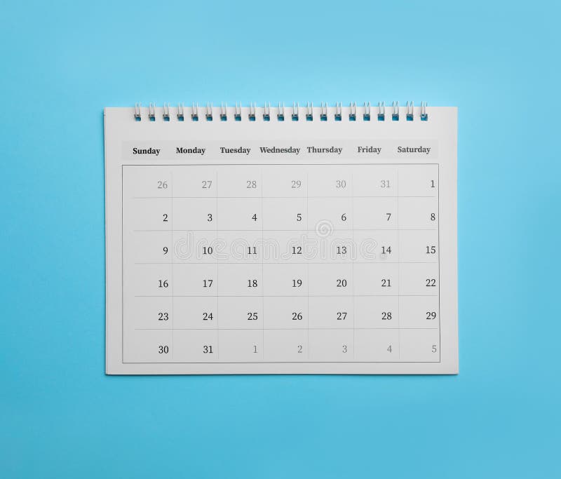 Paper Calendar on Light Blue Background Stock Photo - Image of ...