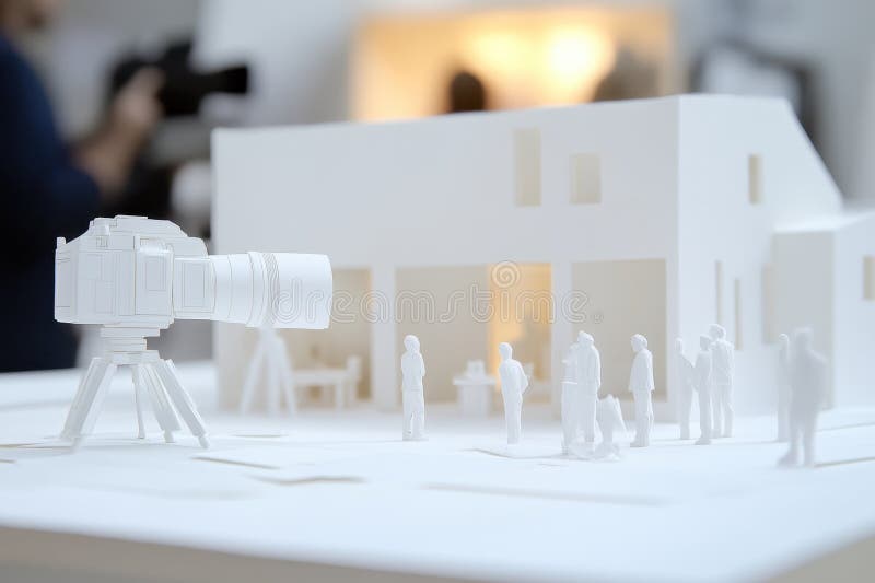 Paper Camera Filming Paper People in Paper House Stock Illustration ...