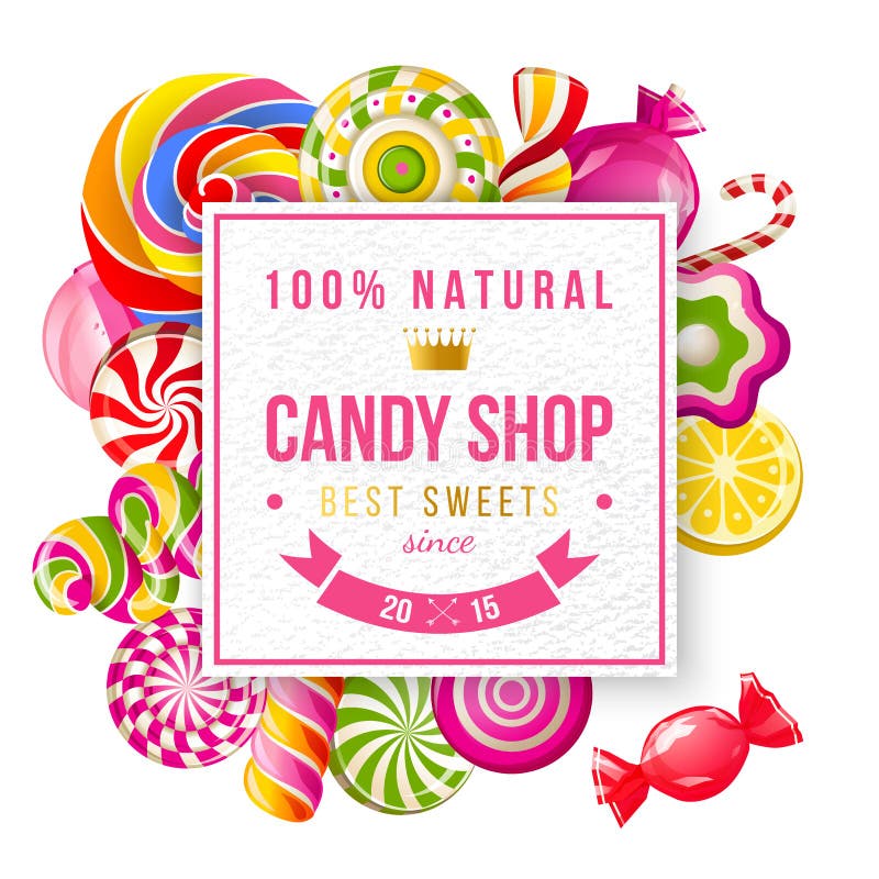 Paper Candy Shop Label with Type Design Stock Vector - Illustration of ...