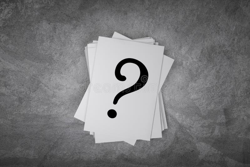 Paper Card on a Concrete Table with Question Mark Sign with Free Space ...