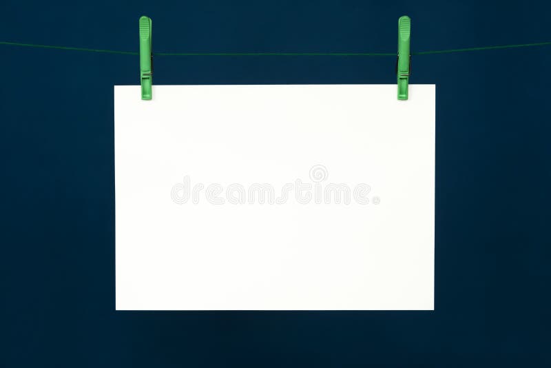 Paper Card Hanging on the Green Rope Stock Photo - Image of instant ...