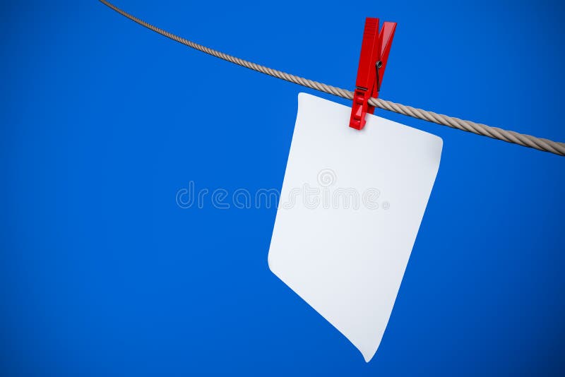 Paper Card Hanging on the Rope Stock Image - Image of clothespin ...