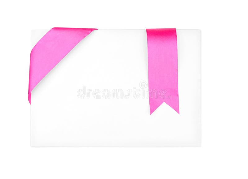 Paper Card with Pink Ribbons on White Background Stock Photo - Image of ...