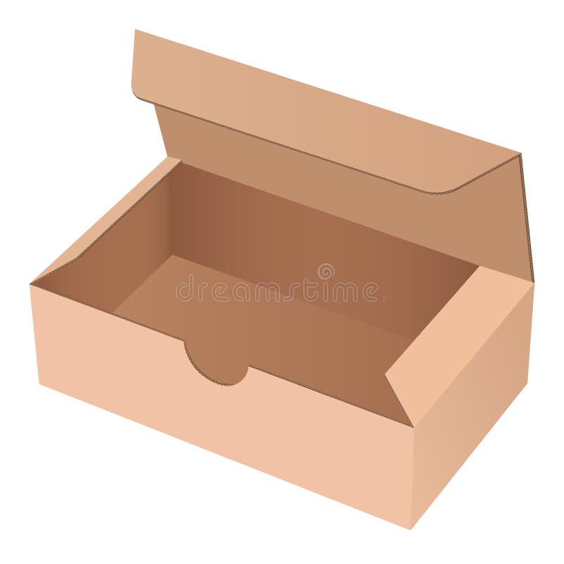 Paper Cardboard Box Template. Open Brown Empty Carton Stock Vector ...