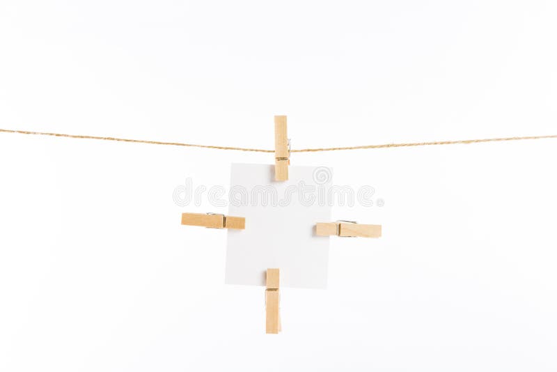Paper Cards Hanging Rope Isolated Stock Photo - Image of card, album ...