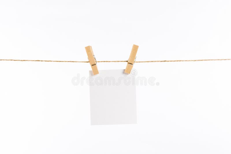Paper Cards Hanging Rope Isolated Stock Image - Image of frame, rope ...
