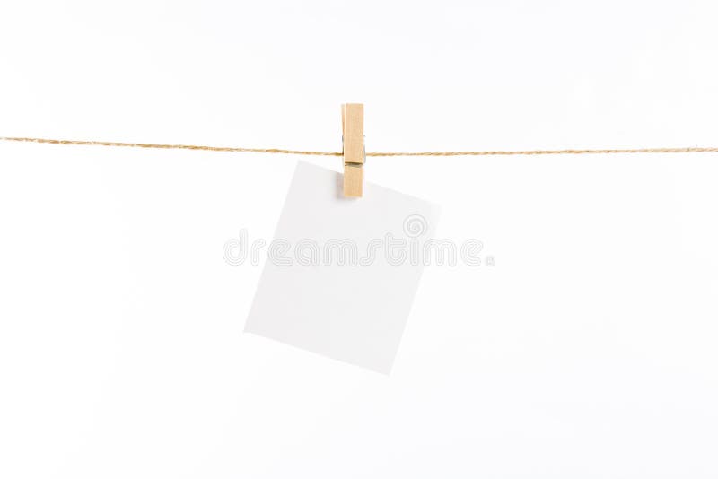 Paper Cards Hanging Rope Isolated Stock Photo - Image of postcard ...