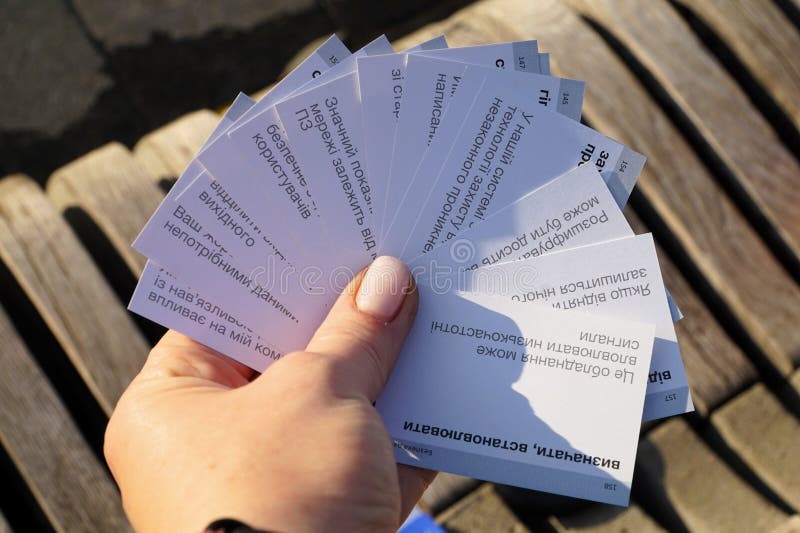 Paper Cards for Learning English in the Hands of a Girl Editorial ...