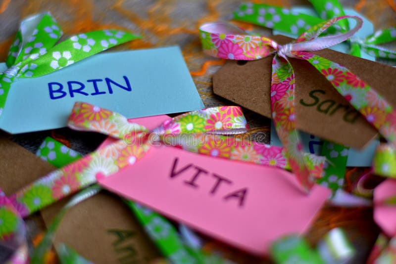 Paper Cards with Names for Party Stock Photo - Image of decoration ...