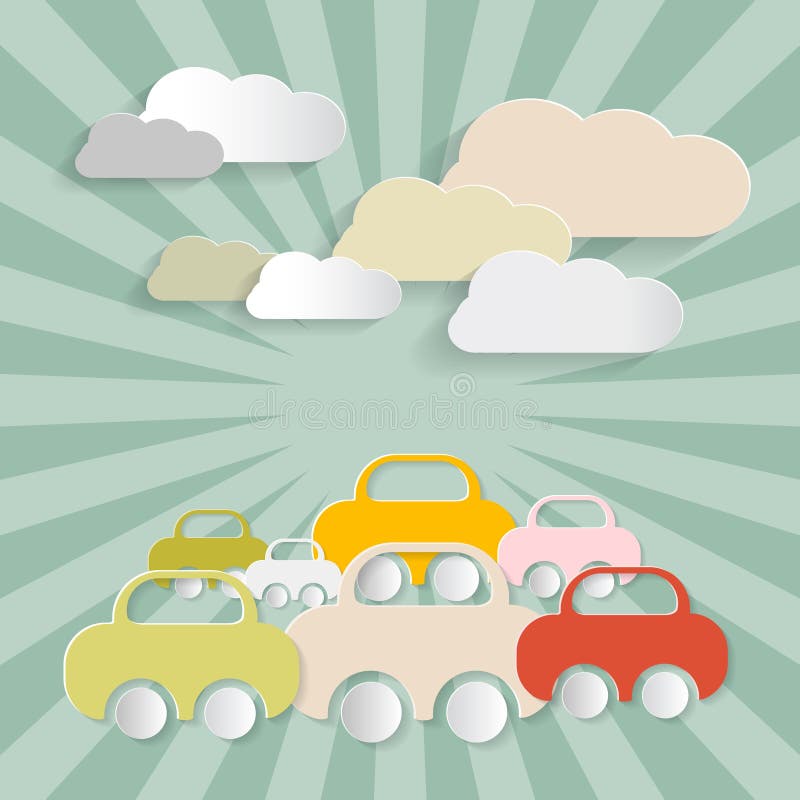 Paper Cars and Clouds stock vector. Illustration of tree - 41201750