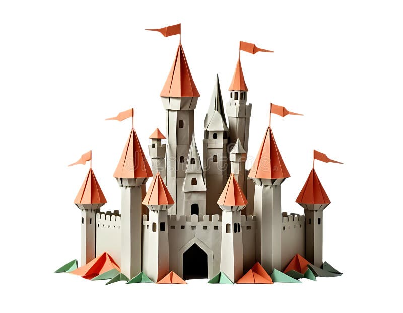 Paper Origami Castle stock illustration. Illustration of presentation ...